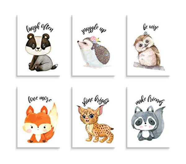 Kids Room Woodland Animal Wall Art Gift Decor For Boy Girl ...