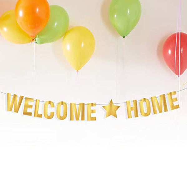 Golden welcome home banner| Baby decoration|Welcome home daddy|Welcome ...