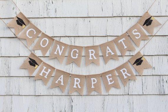 Graduation Burlap Banner, Class of 2018 Bunting Graduation Decor ...